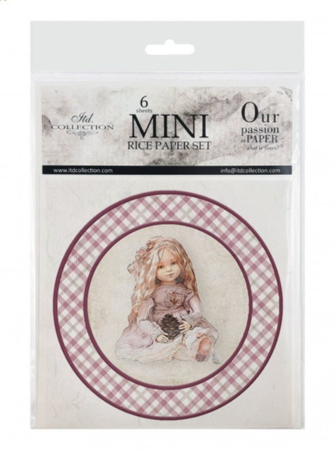 ITD Collection MINI Pink Check & Teddy Bear Christmas Rice Paper Set ...