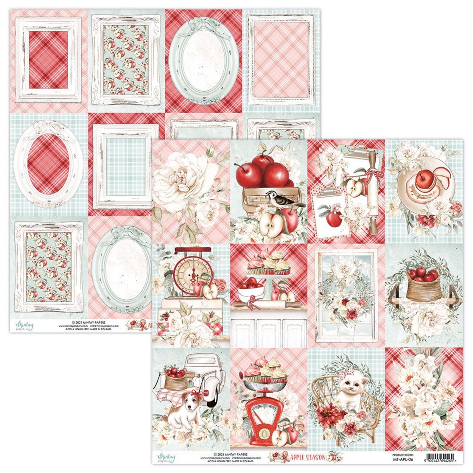 12x12 Apple Season Mintay Paper Pack Double Sided Paper - Etsy