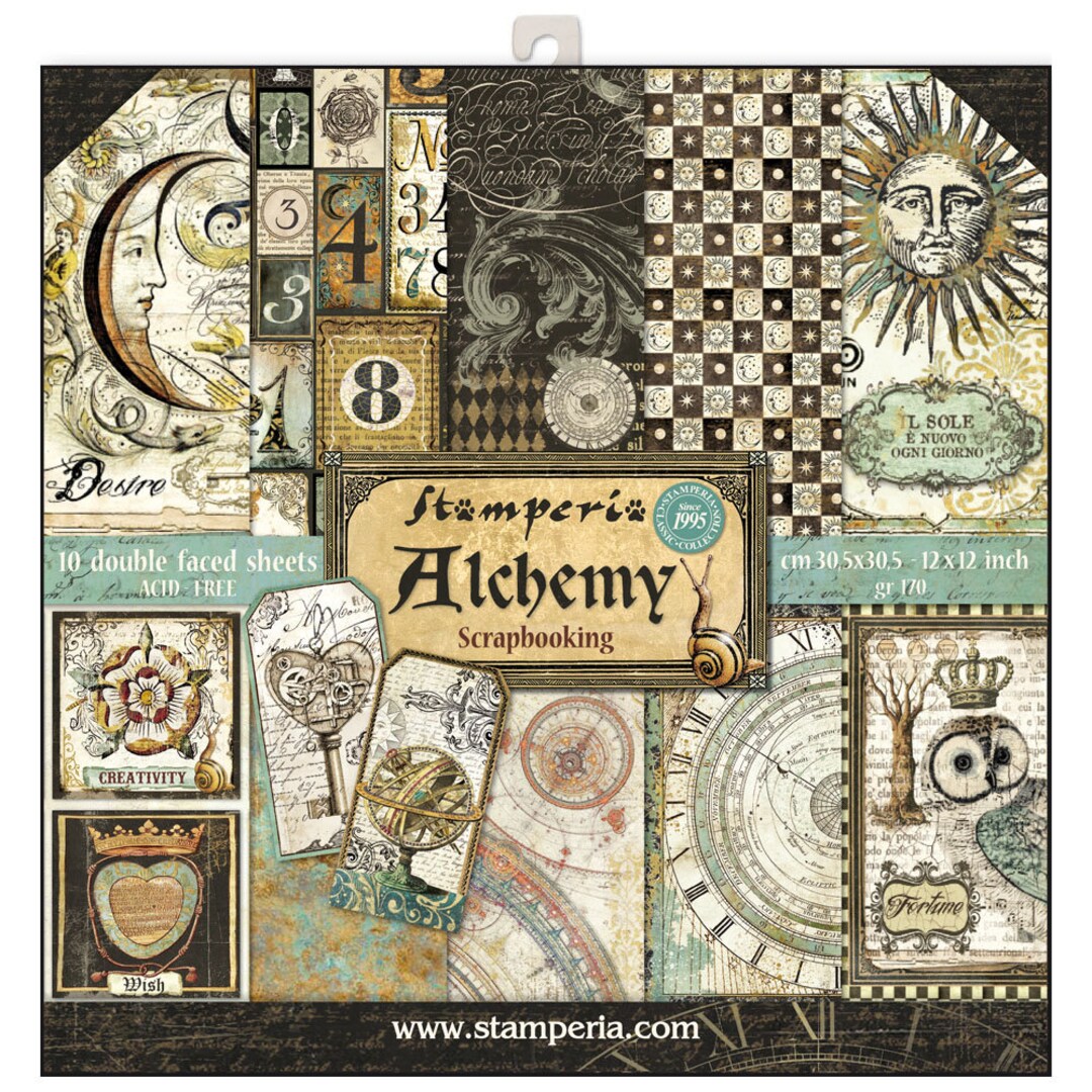 Stamperia 12x12 Alchemy Cardstock - Double Sided Cardstock - 12x12 ...
