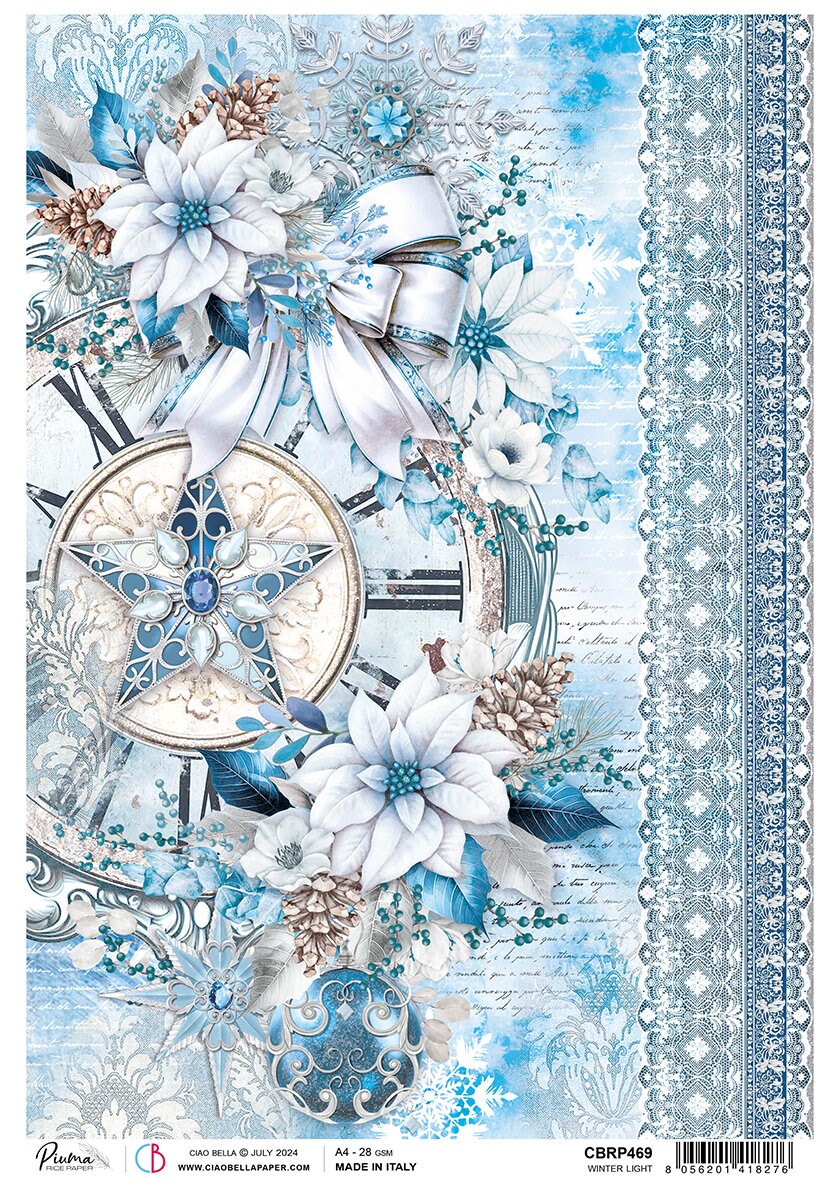 Ciao Bella Elegance of Blue A4 Rice Paper - Decoupage Rice Paper ...