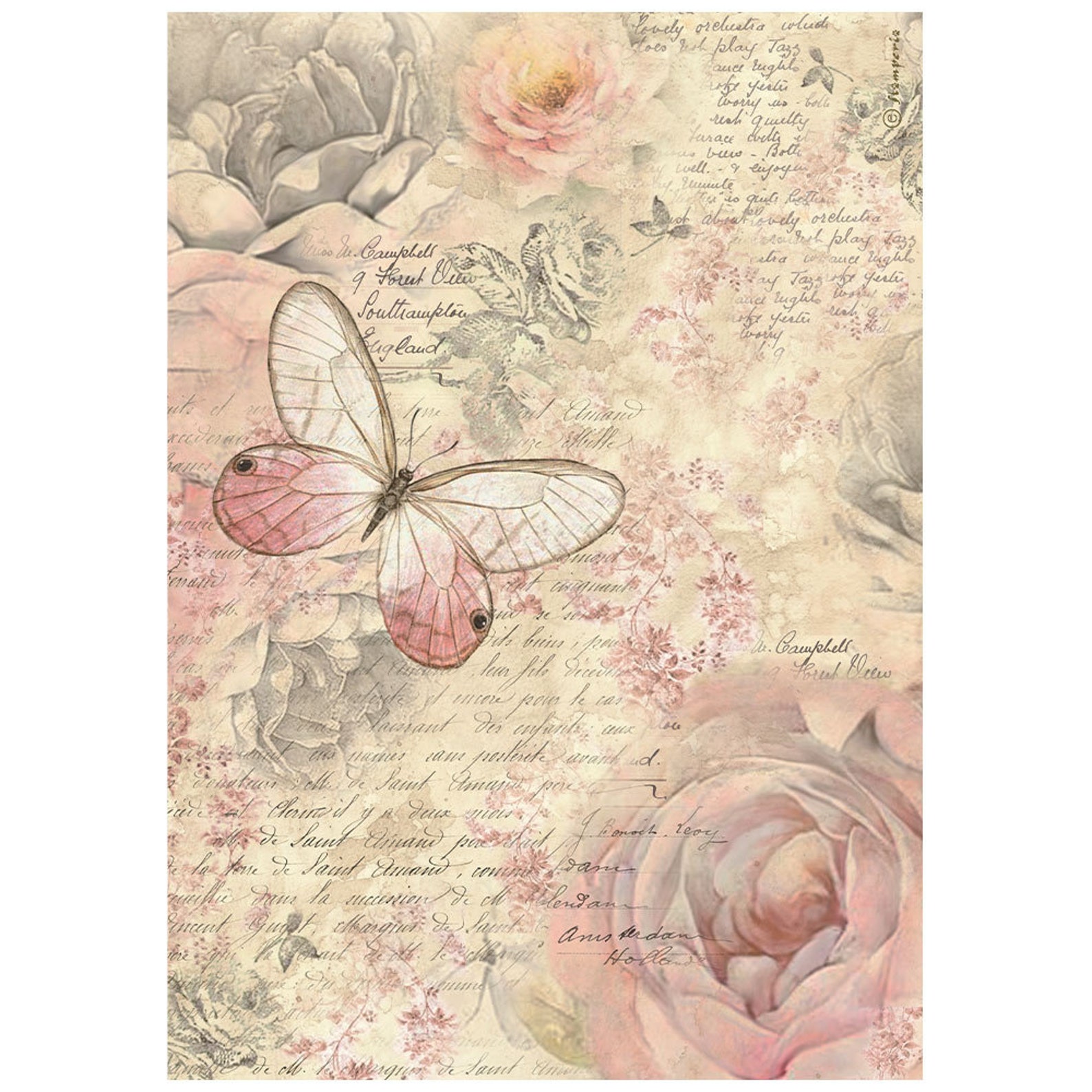 Stamperia A4 Shabby Rose Rice Paper Decoupage Rice Paper Vintage Rice ...