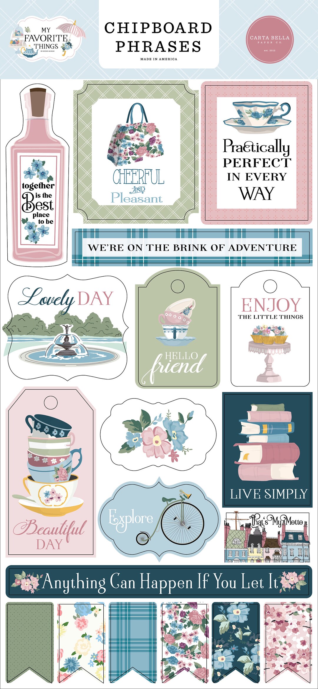 Carta Bella My Favorite Things Chipboard Phrases - Carta Bella ...