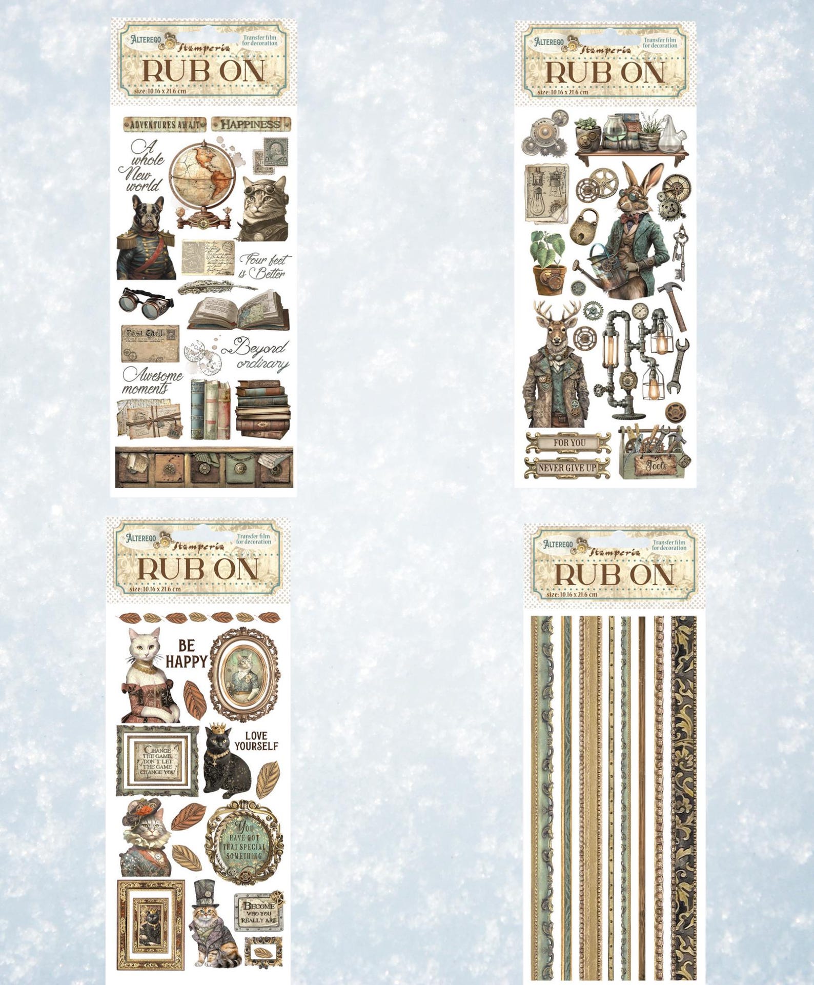 Stamperia Alterego Rub Ons - Animal Decor Transfers - Transfer Film ...