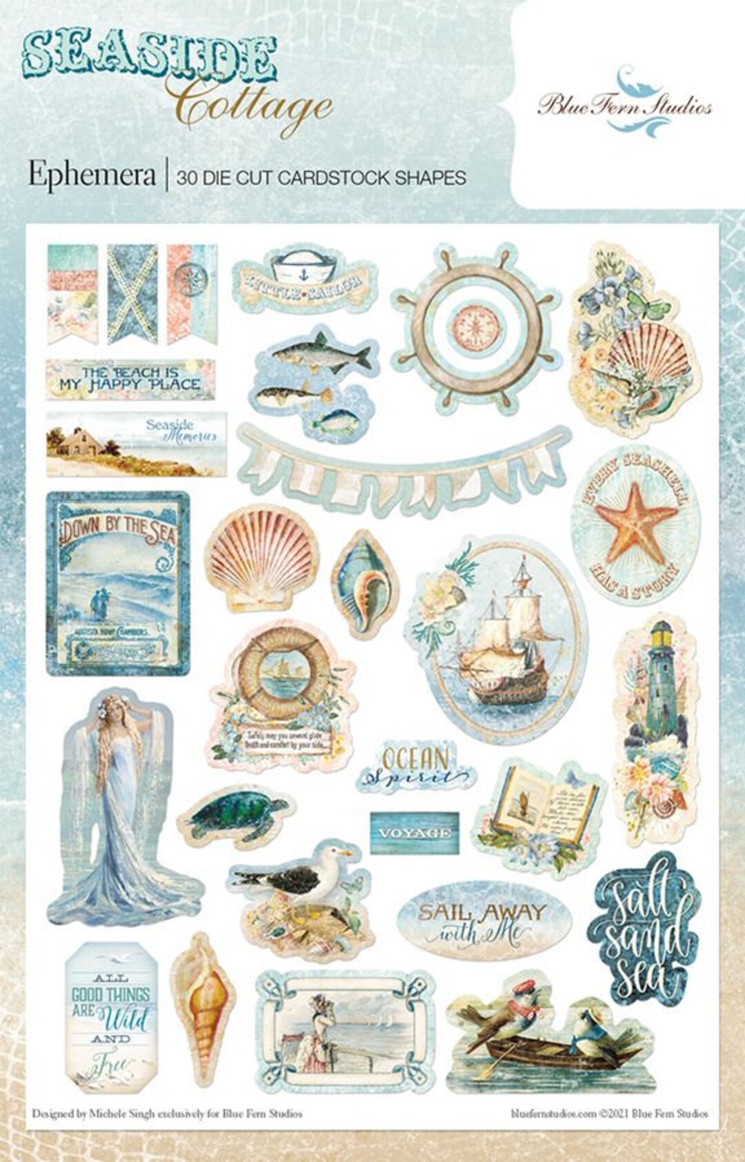 Seaside Cottage Ephemera - Blue Fern Studios Ephemera - Seaside Cottage ...