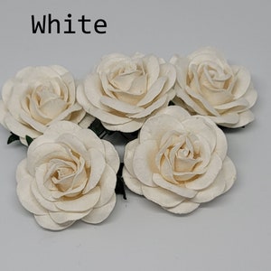 Promlee Flowers 40mm White Trellis Roses 5pk - Paper Flowers - Flower ...
