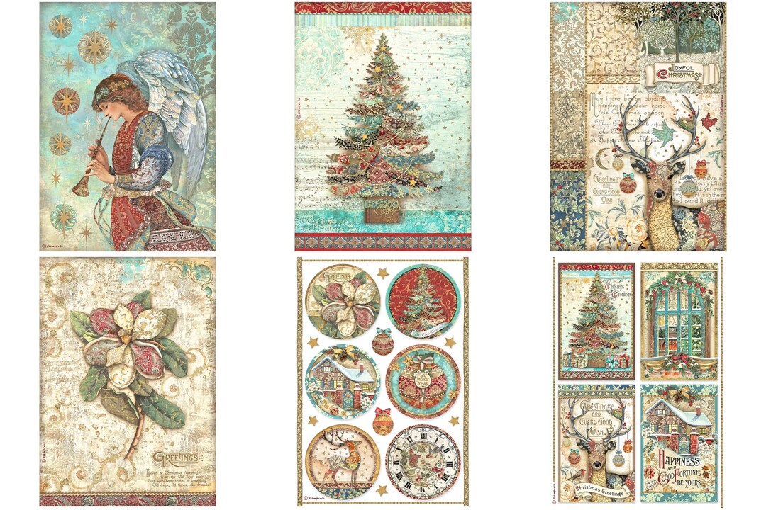 Stamperia A4 Christmas Greetings Rice Paper - Decoupage Rice Paper ...