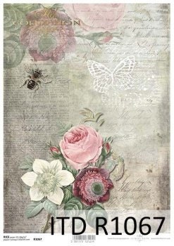 ITD Collection Rice Paper in Retro Style Fauna and Flora Rice | Etsy