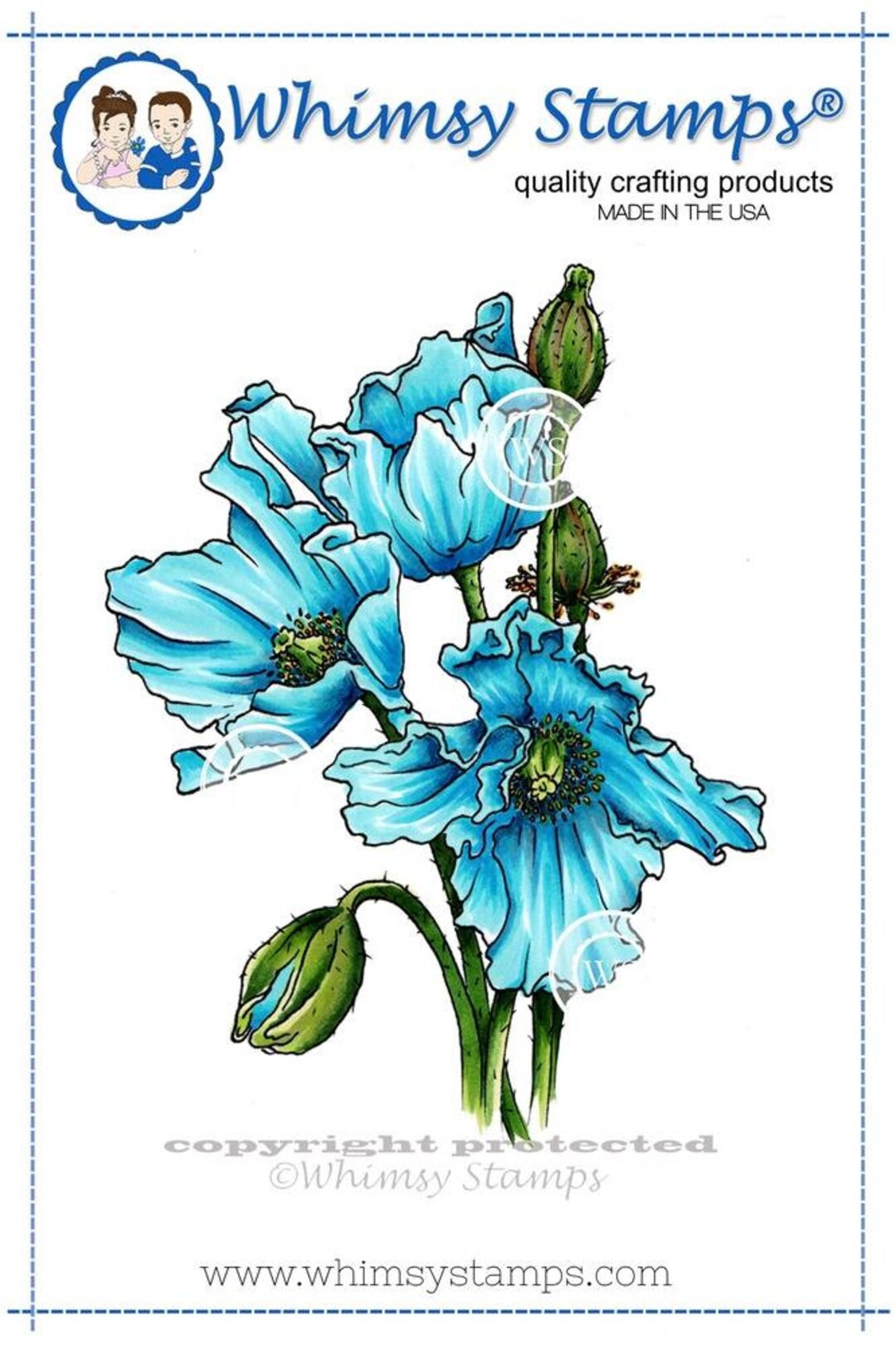 Whimsy Stamps Himalayan Poppy Rubber Cling Stamp -poppy Rubber Stamp ...