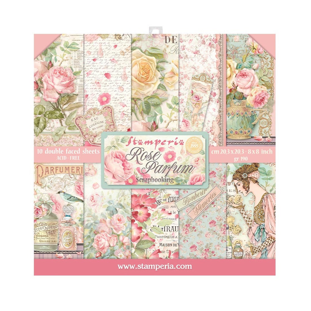 8x8 Rose Parfum Cardstock Pad - Rose Parfum Collection - Double Sided ...
