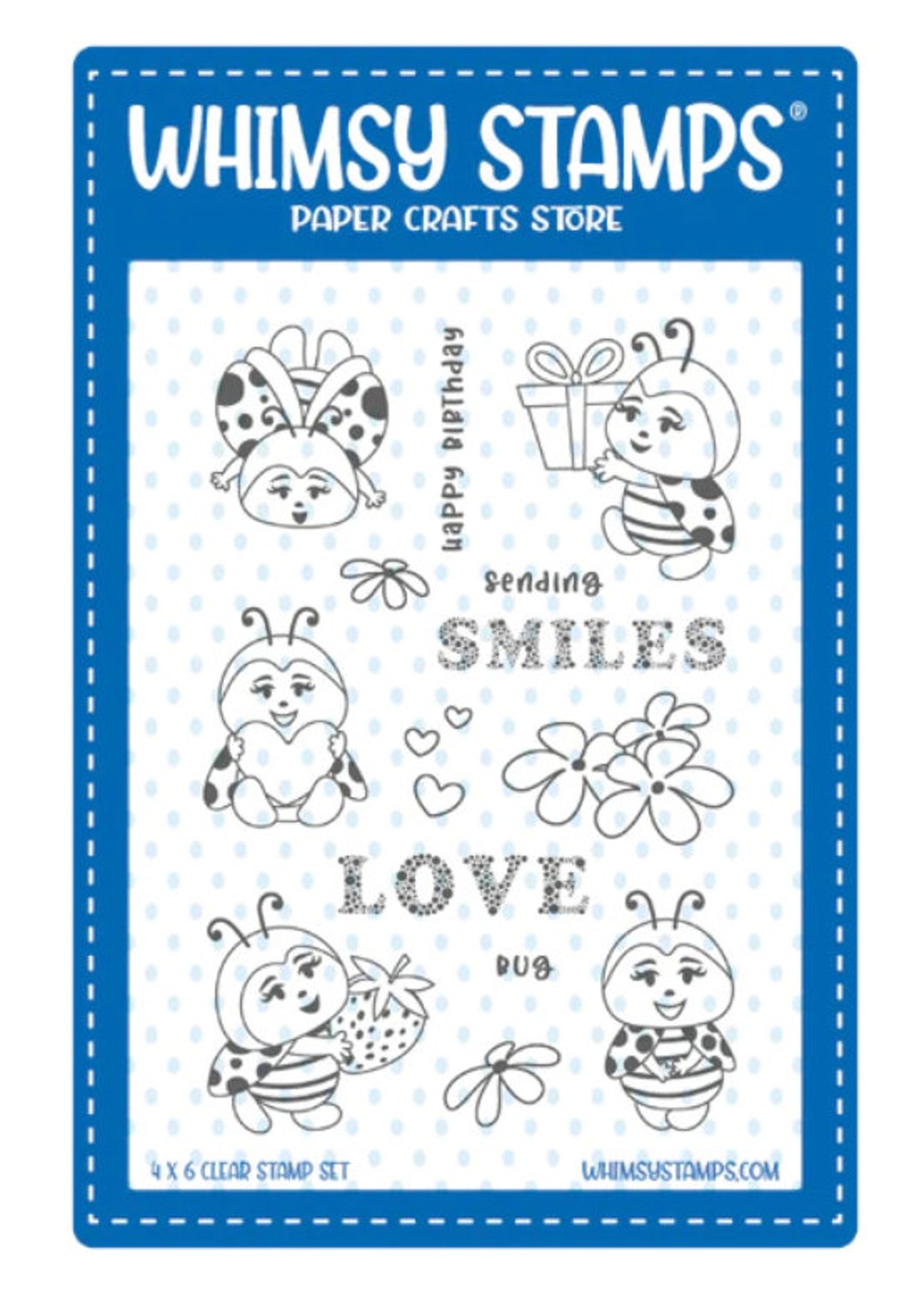 Whimsy Stamps Lady Bugs Clear Stamps - Clear Cling Stamps - Sentiment ...