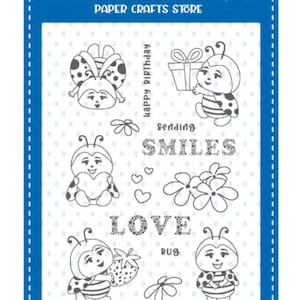 Whimsy Stamps Lady Bugs Clear Stamps - Clear Cling Stamps - Sentiment ...