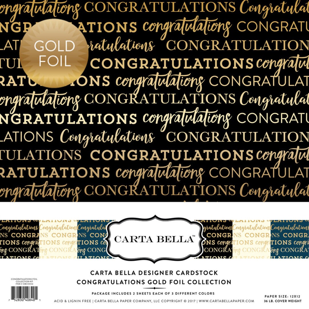 Carta Bella 12x12 Congratulations Foil Collection Kit - Carta Bella ...