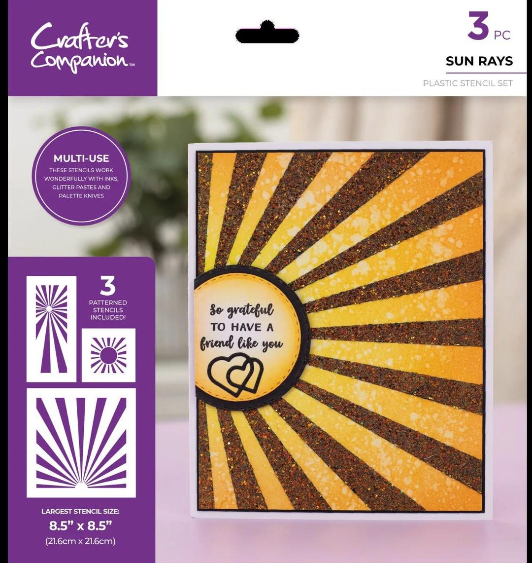 Crafter's Companion Sun Rays Stencil Set - Stencil - Sun Rays Stencil ...