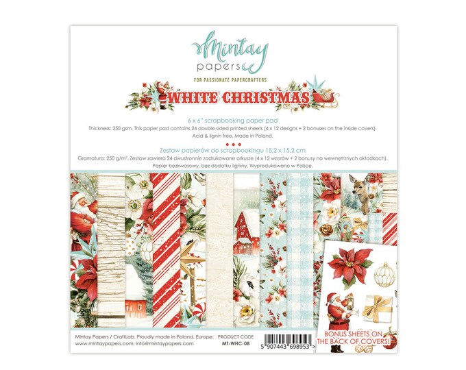 Mintay 6x6 White Christmas Cardstock - Double Sided Cardstock - 6x6 ...