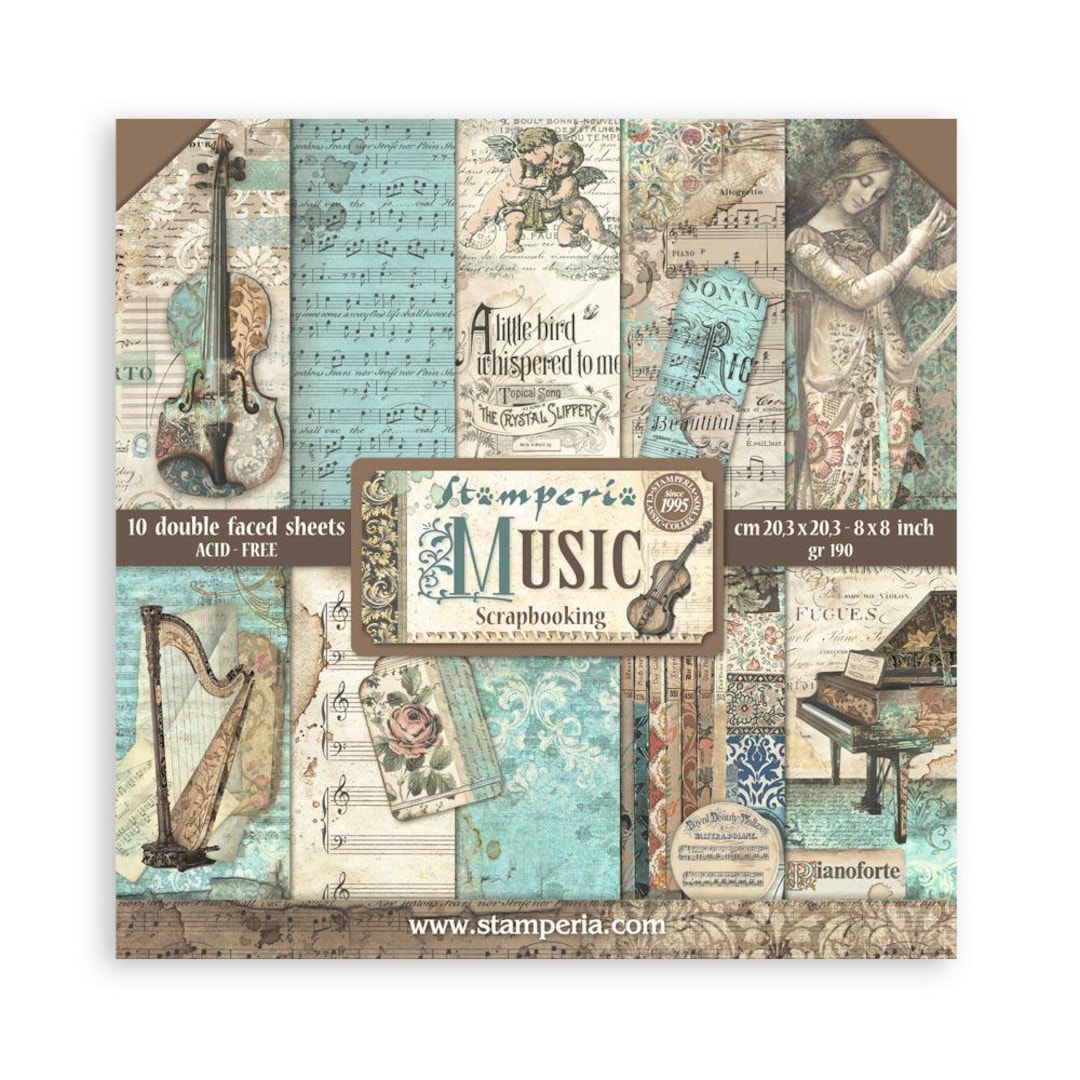 Stamperia 8x8 Music Cardstock - Music Cardstock - Double Sided ...