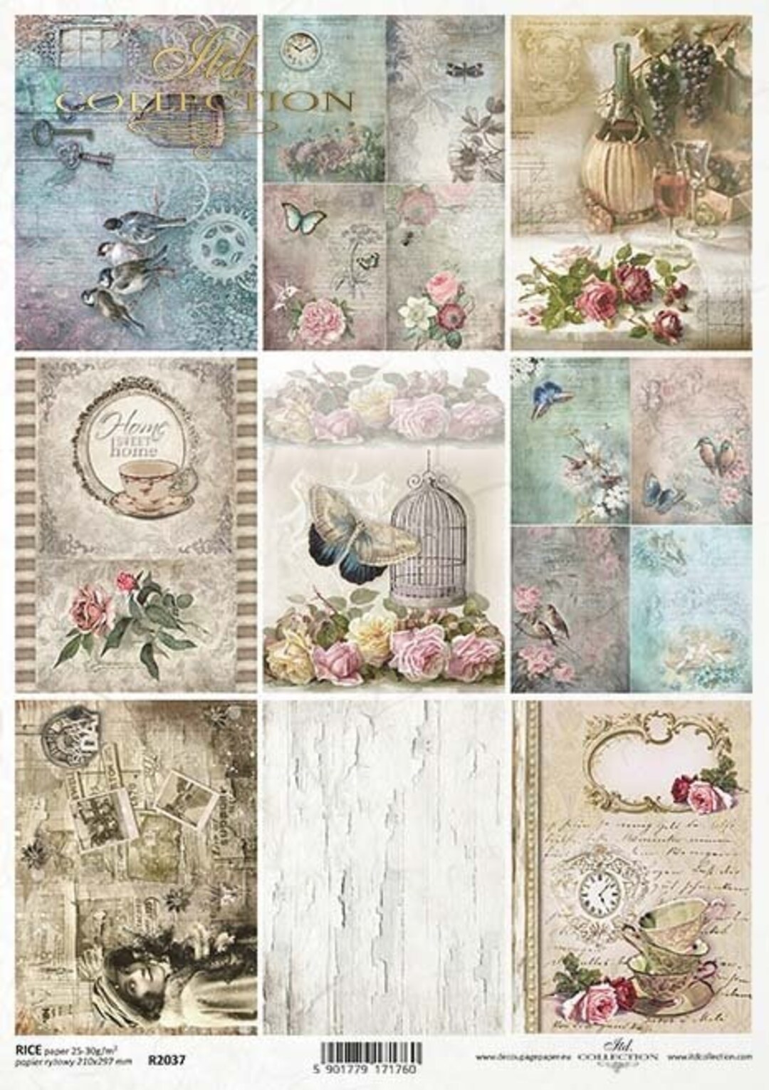 ITD Collection A4 Vintage Style Collage Rice Paper - Vintage Rice Paper ...