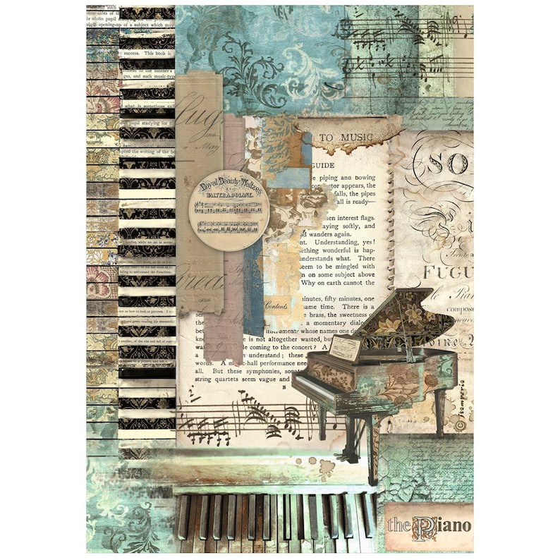Stamperia A4 Music Rice Paper - Decoupage Rice Paper - Music Themed ...