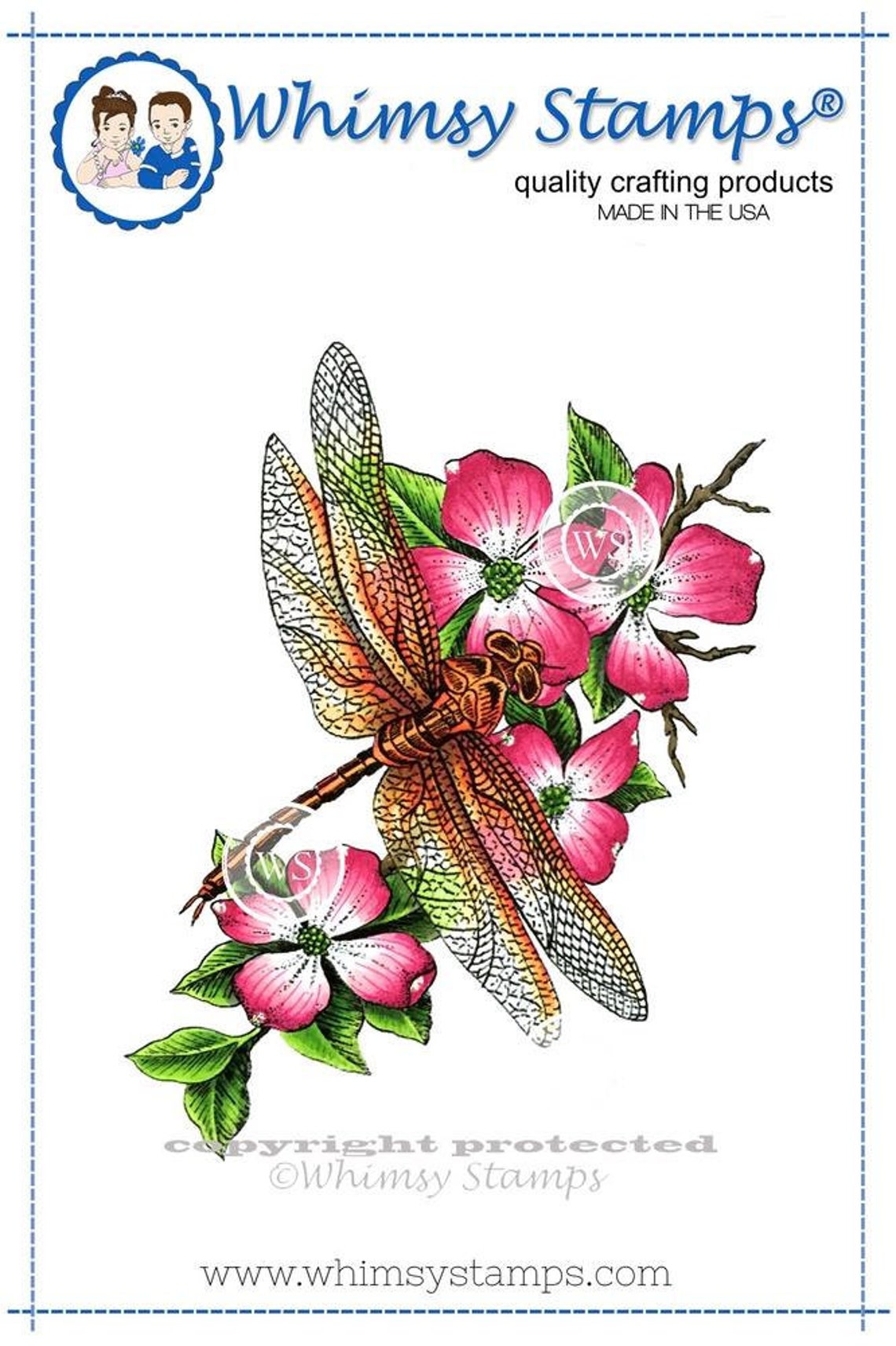 Whimsy Stamps Dragonfly Floral Rubber Cling Stamp Dragonfly | Etsy