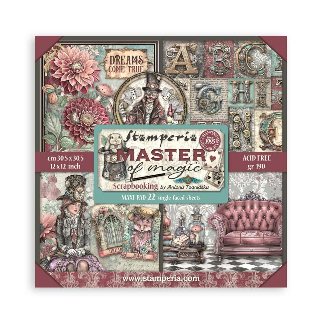 Stamperia XL 12x12 Master of Magic 22 Sheets - Single Sided Cardstock ...