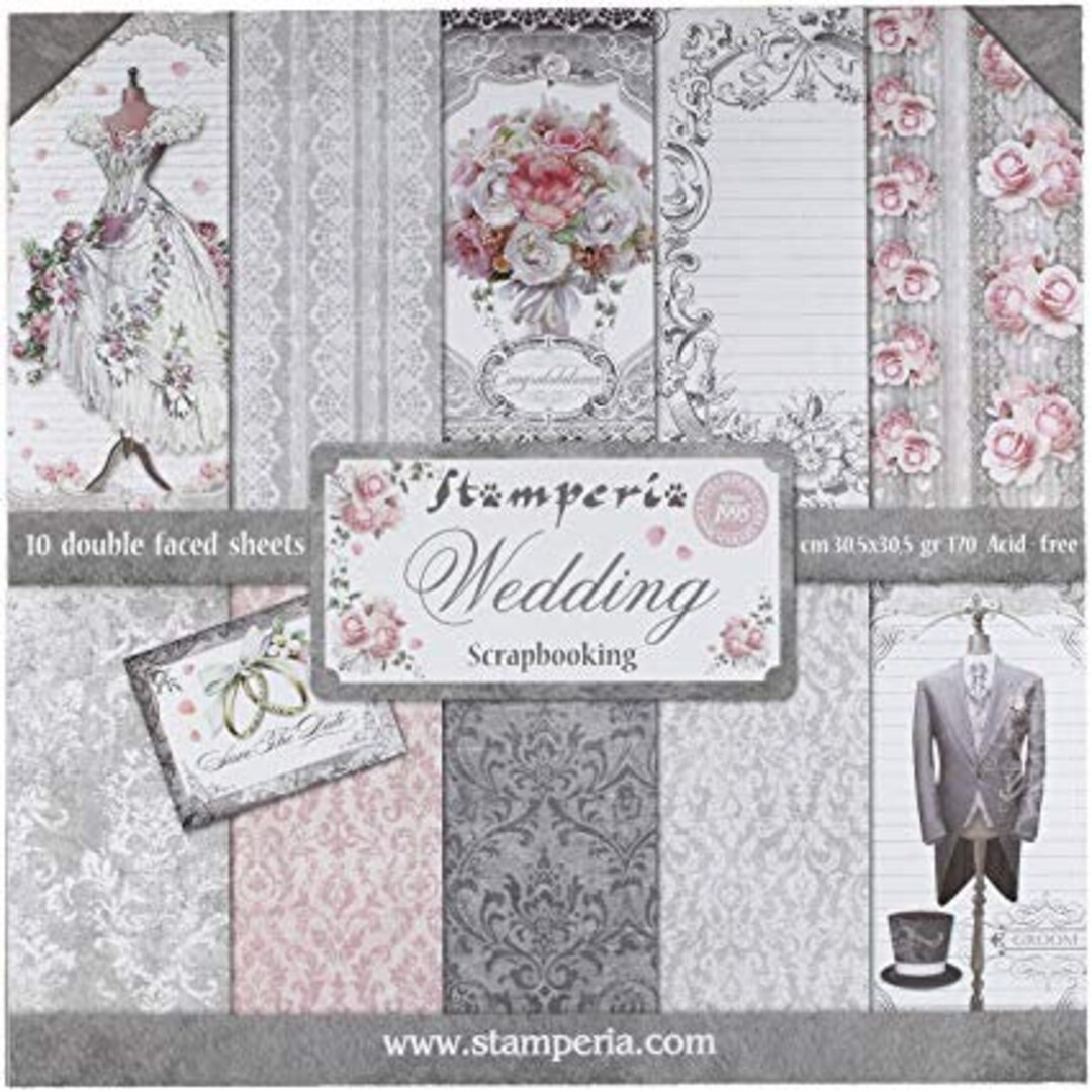 Stamperia 12x12 Wedding Cardstock - Double Sided Cardstock - 12x12 ...
