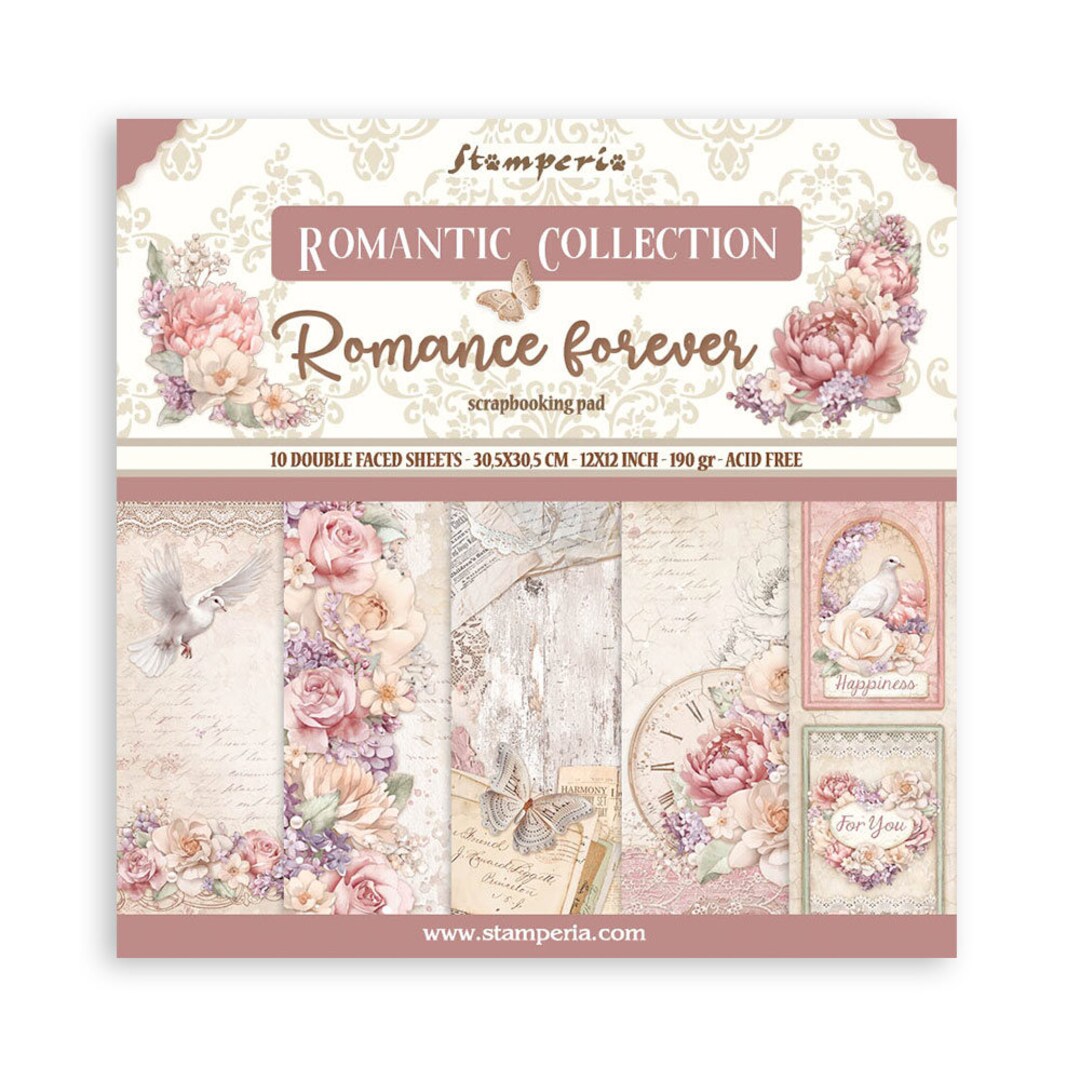 Stamperia 12x12 Romance Forever Cardstock - Double Sided Paper - 12x12 ...