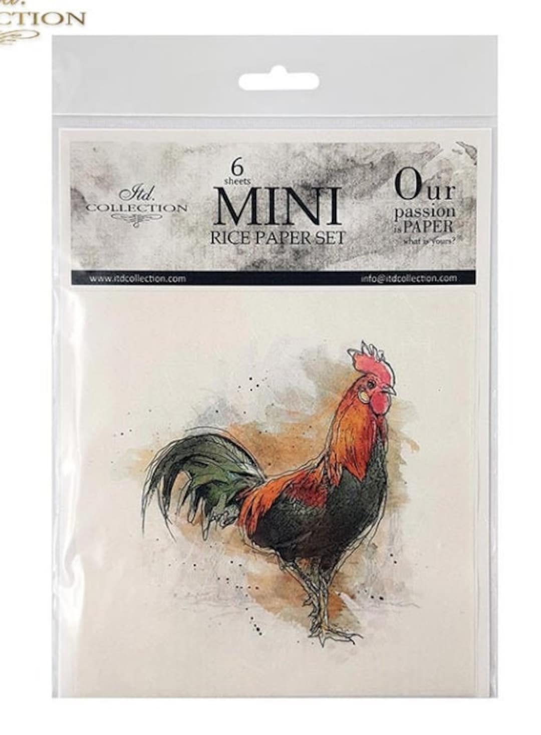 ITD Colleciton MINI Chickens Rice Paper Set - Rooster Rice Paper ...