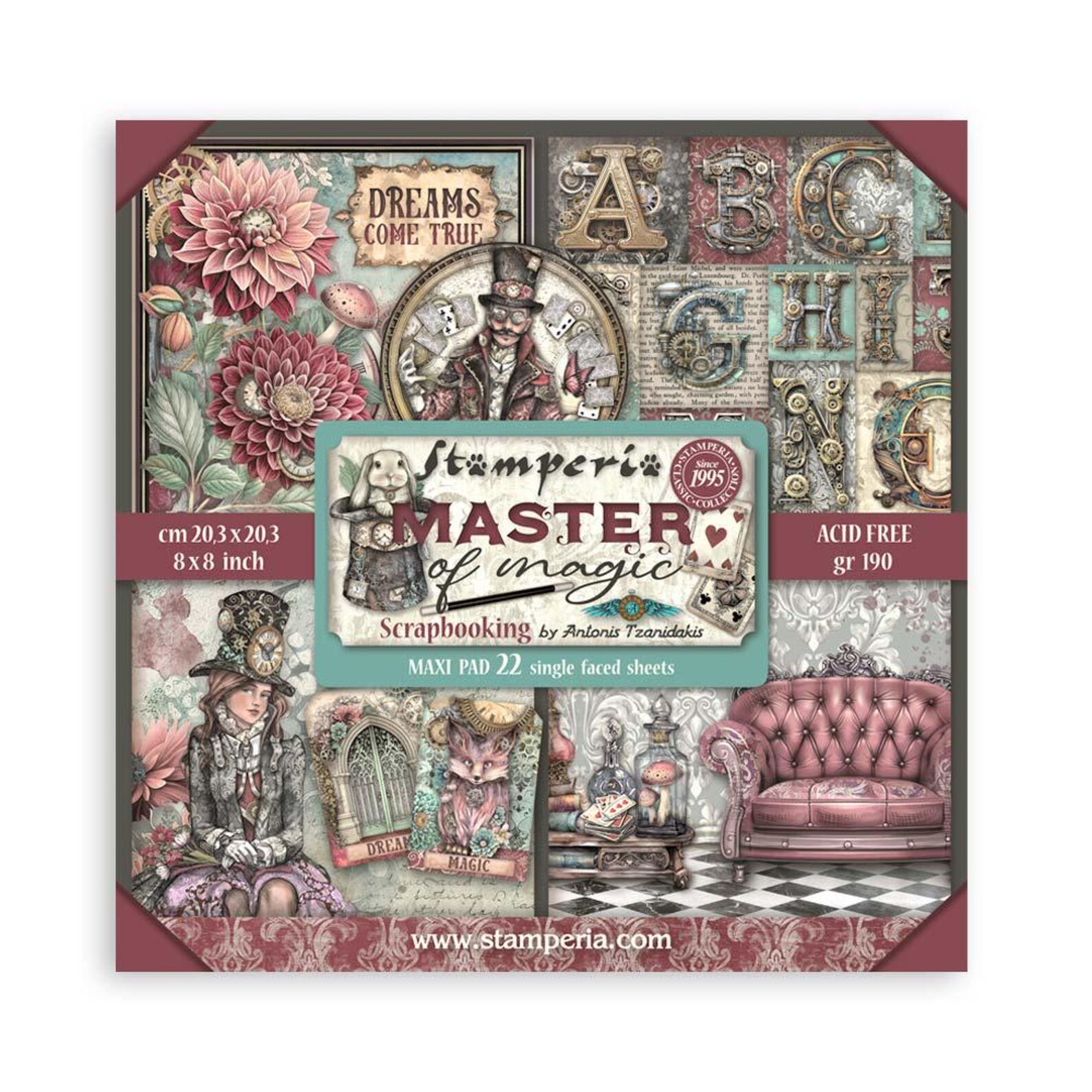 Stamperia XL 8x8 Master of Magic 22 Sheets - Single Sided Cardstock ...