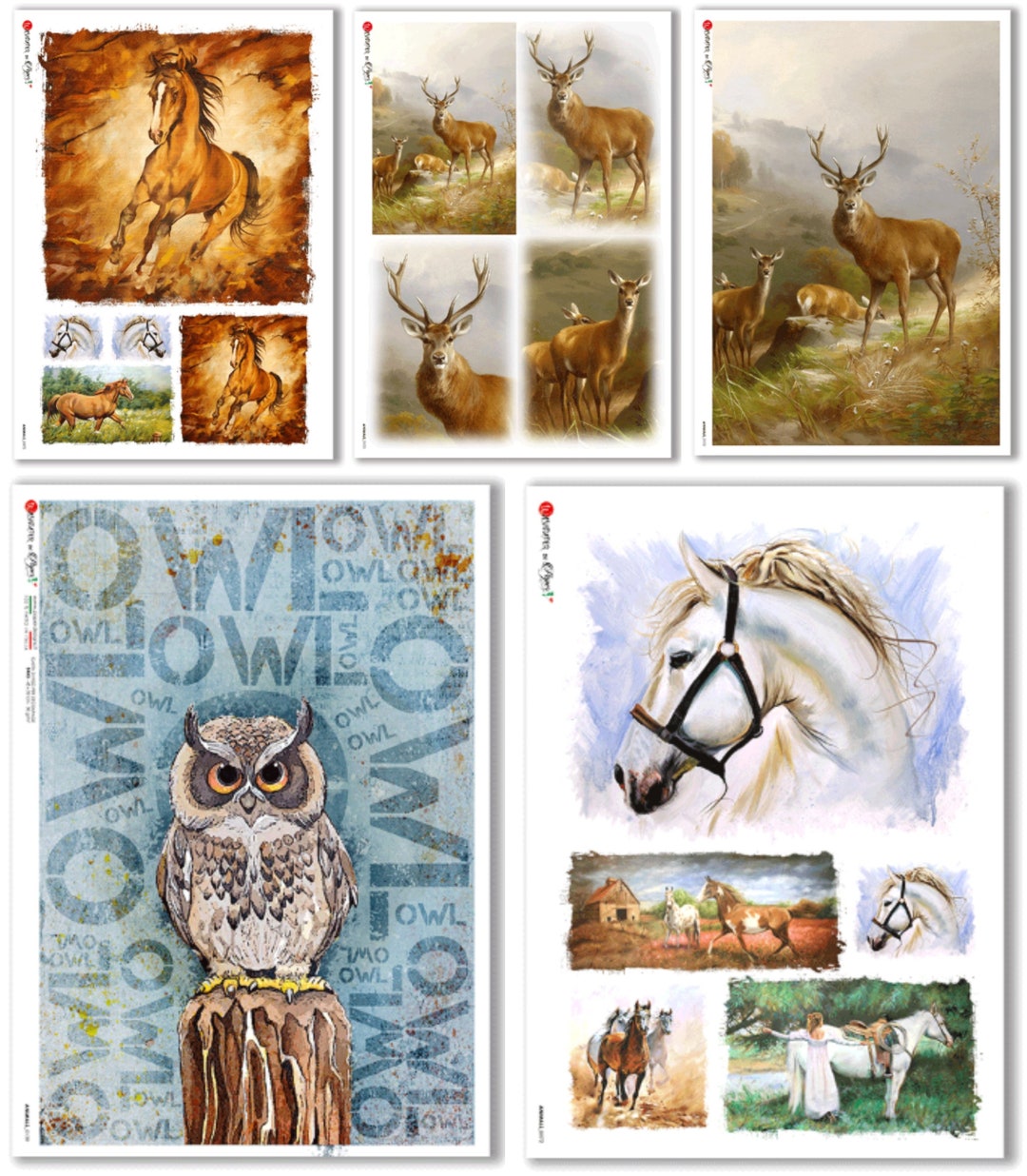 Paper Designs Rice Paper - Animals - Deer Rice Paper - Decoupage Rice ...