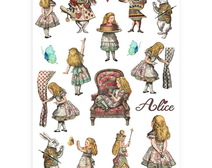 Stamperia Alice Elements A4 Rice Paper - Stamperia Rice Paper - Alice ...