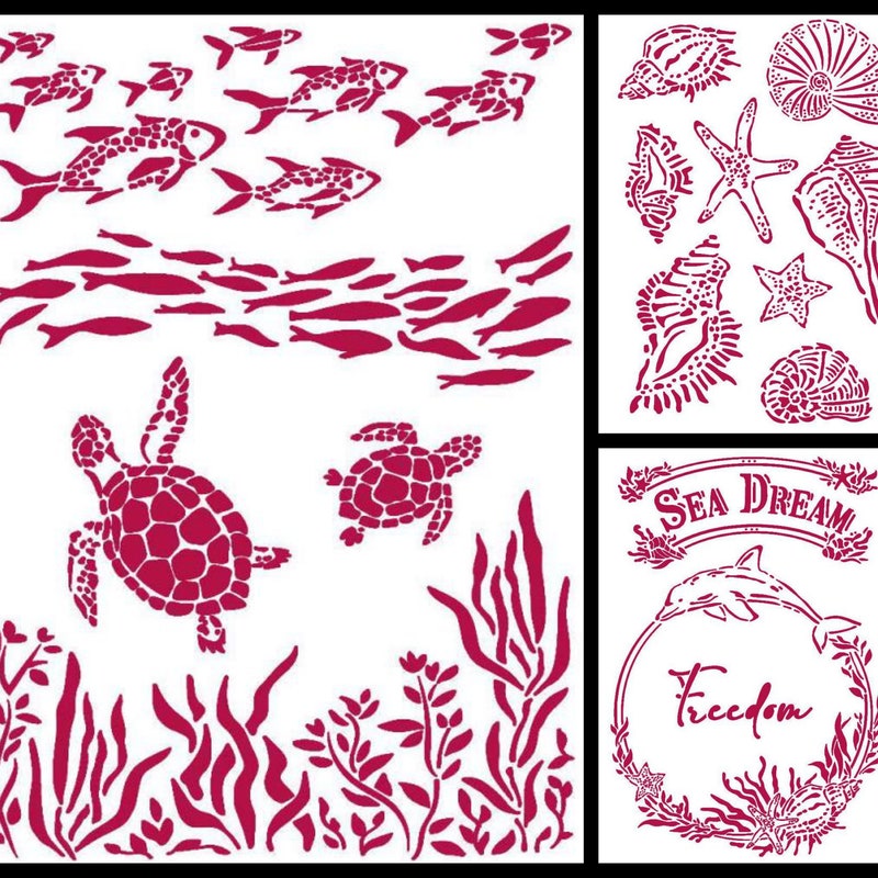 Sea Life Stencils - Etsy
