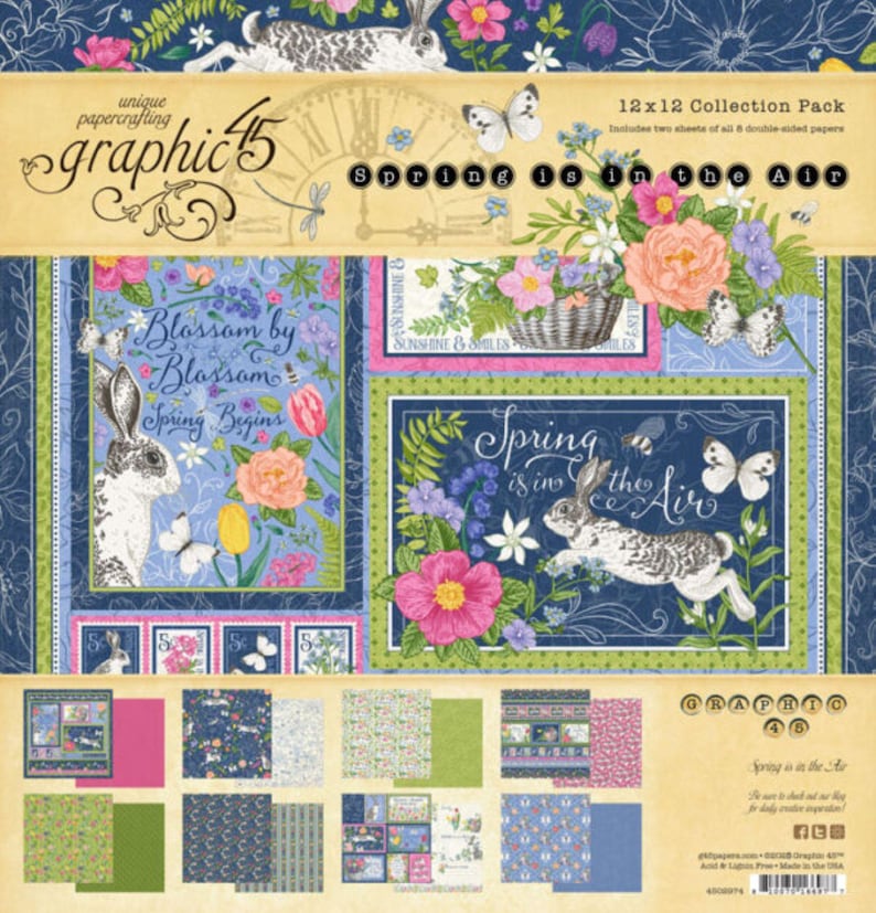 Graphic 45 12x12 Spring is in the Air Cardstock - 12x12 Collection Pack ...