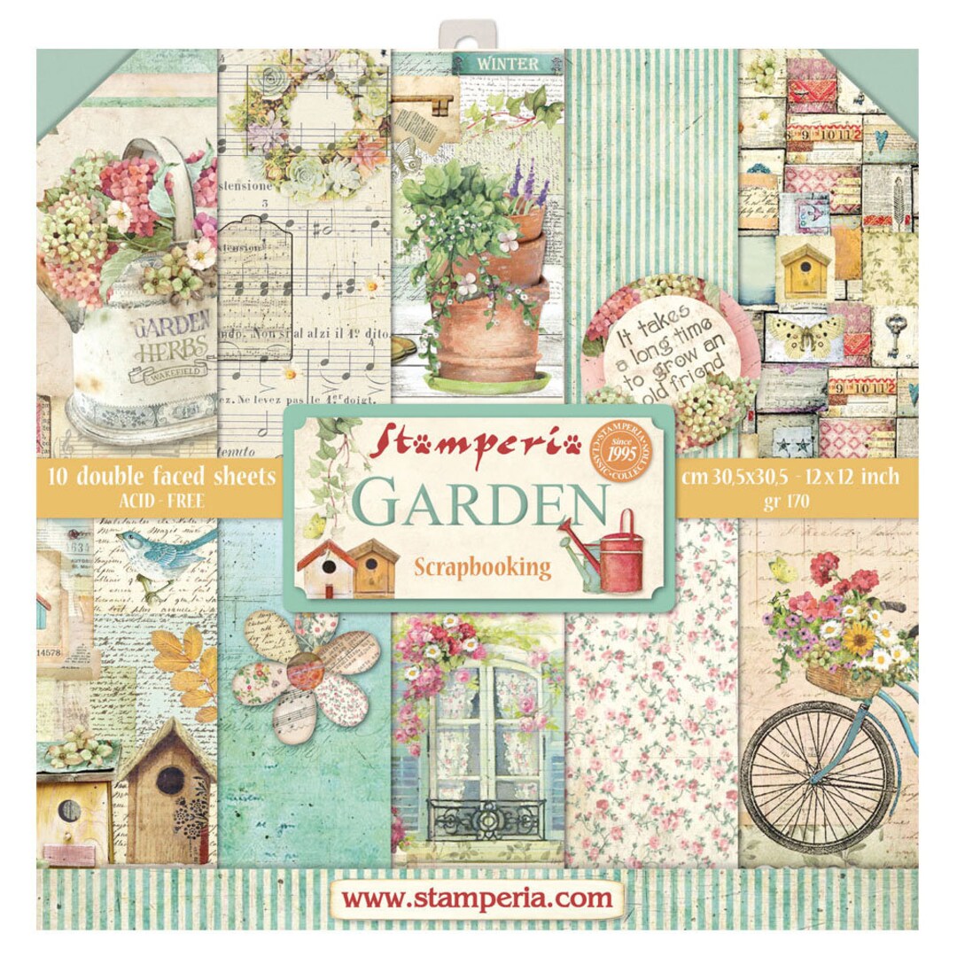 Stamperia 12x12 Garden Cardstock - Double Sided Cardstock - 12x12 Paper ...