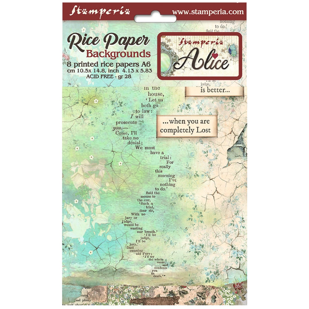 Stamperia A6 Alice Forever 8pk Rice Paper - Decoupage Rice Paper ...