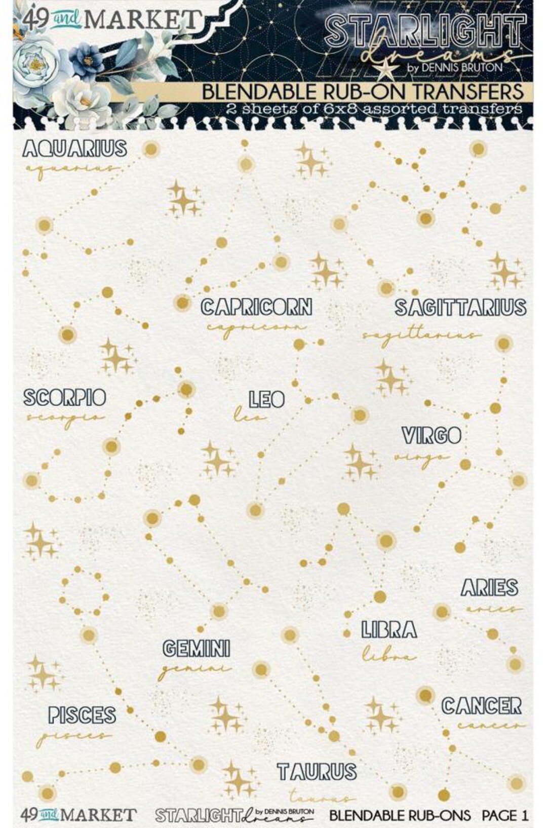 49 & Market 6x8 Starlight Dream Rub-on Transfer Sheets - Decor Transfer ...