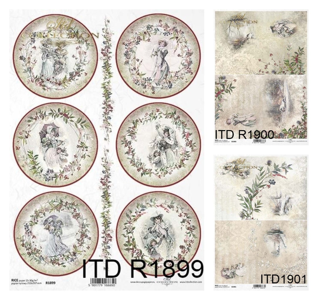 ITD Collection Victorian Christmas Rice Paper - Christmas Rice Paper ...
