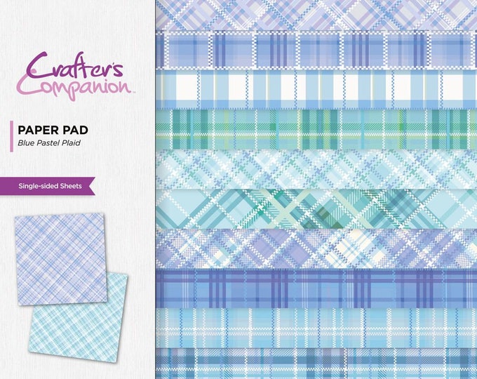 Crafter's Companion 12x12 Blue Pastel Plaid Cardstock - Single Sided ...