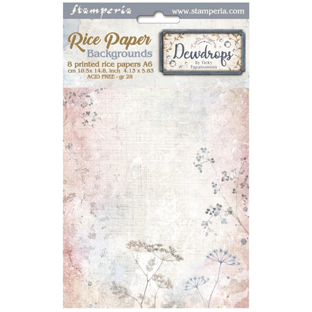 Stamperia A6 Dewdrops 8pk Rice Paper - Decoupage Rice Paper - Winter ...