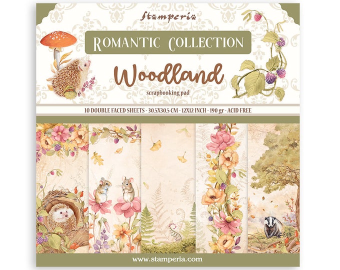 Stamperia 12x12 Woodland Cardstock - Double Sided Cardstock - Woodland ...