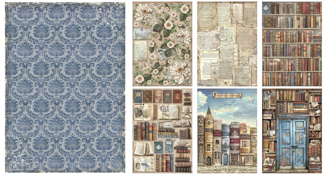 Stamperia A4 Vintage Library Rice Paper - Decoupage Rice Paper ...