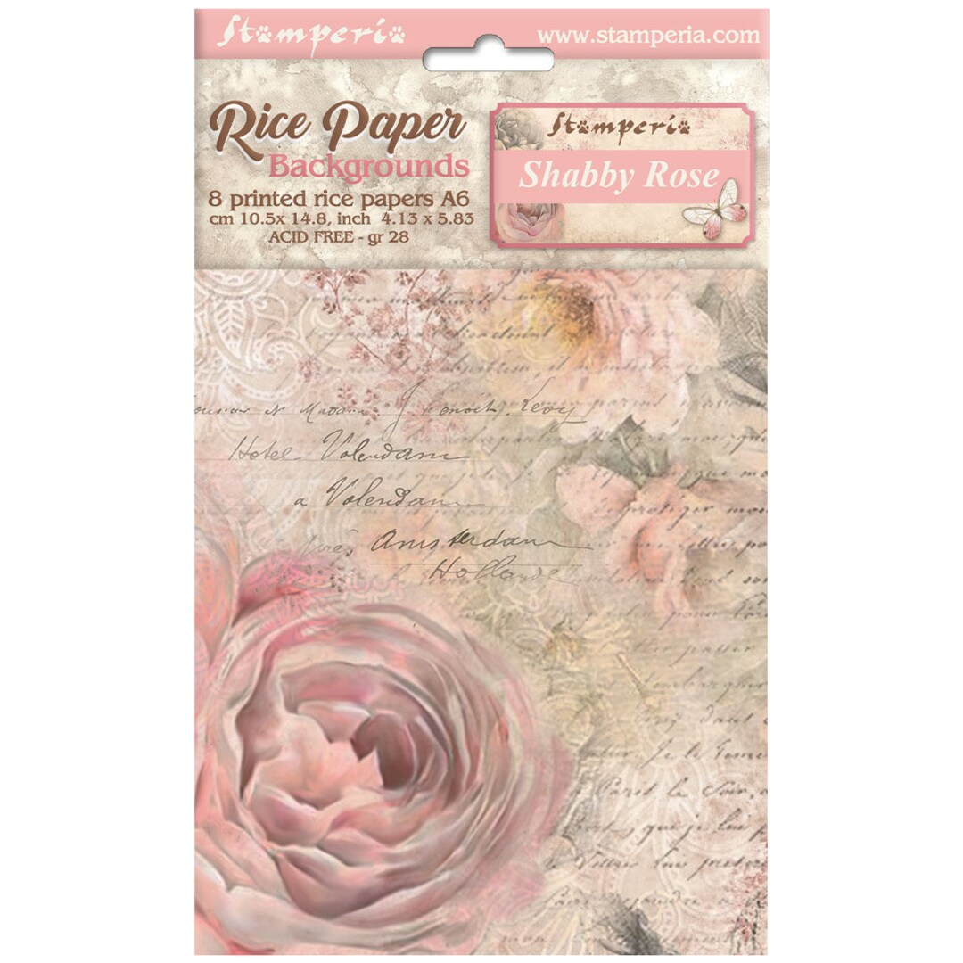 Stamperia A6 Shabby Rose 8pk Rice Paper - Rice Paper - A6 Rice Paper ...
