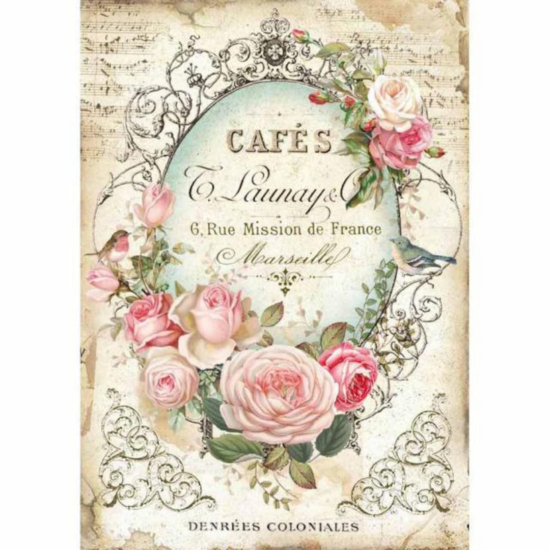 Stamperia Tag With Rose A4 Rice Paper DFSA4345 Decoupage Rice Paper ...