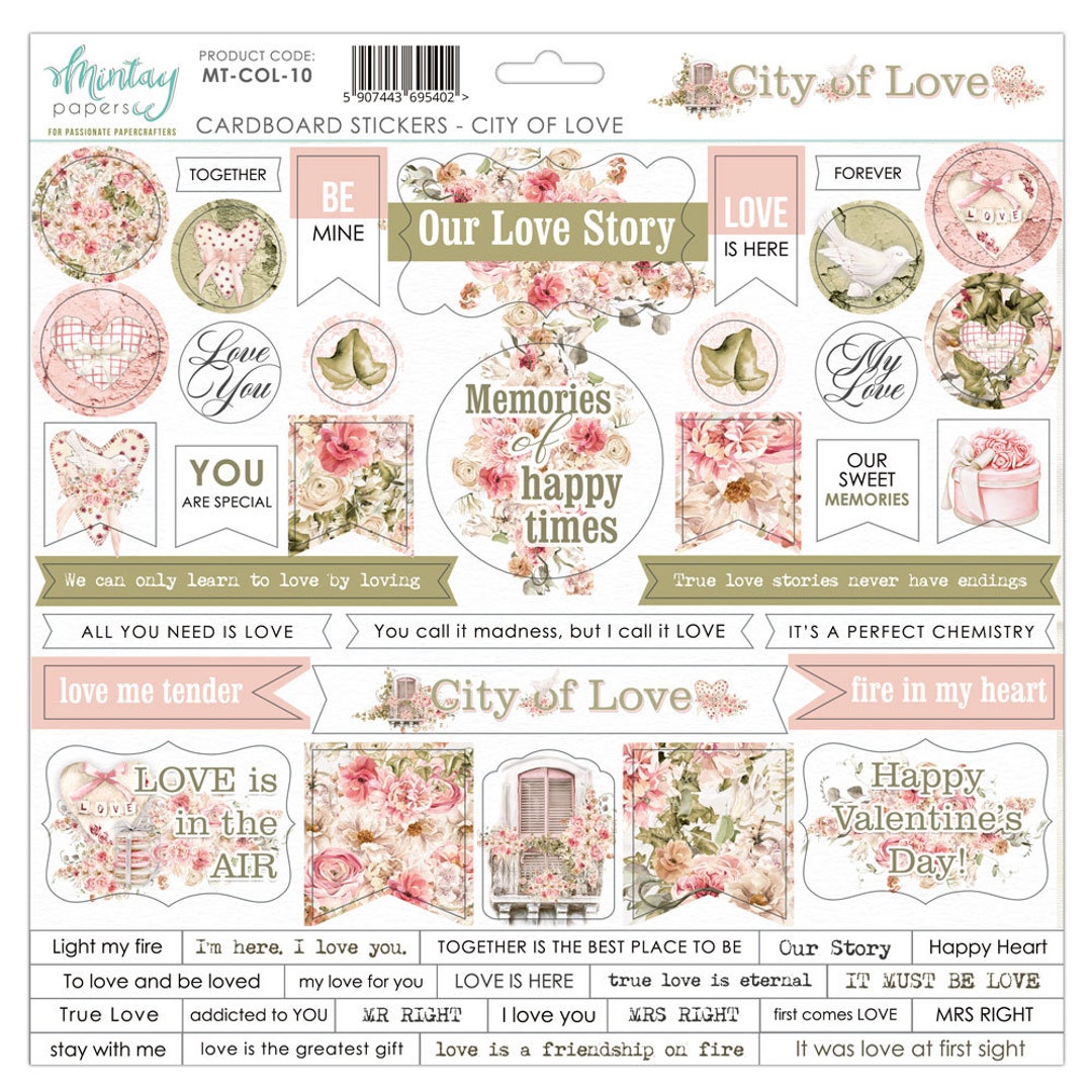 Mintay City of Love Stickers - Love Story Stickers - Stickers - 12x12 ...