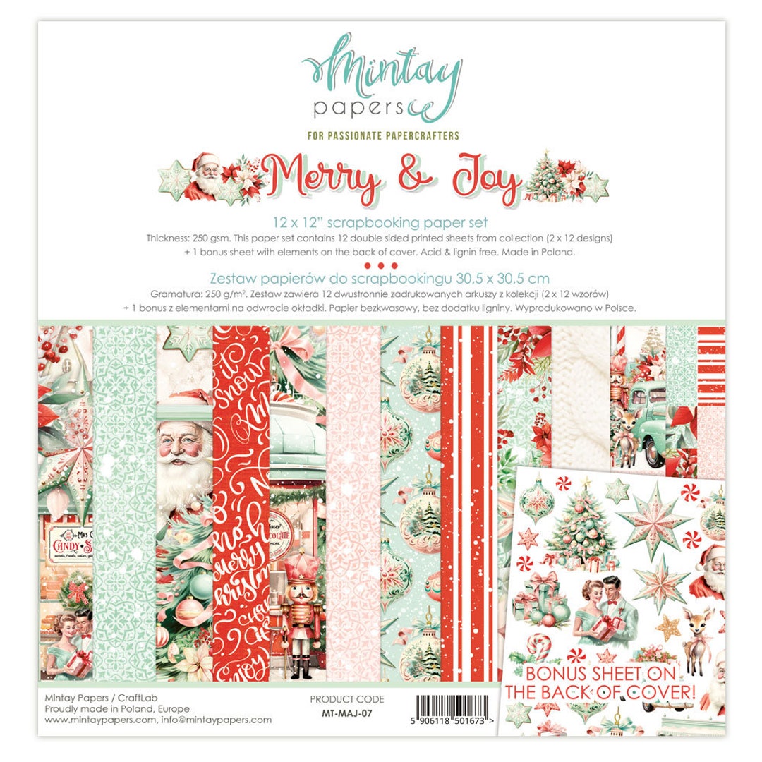 Mintay 12x12 Merry & Joy Paper Pack - Double Sided Paper - 12x12 Paper ...