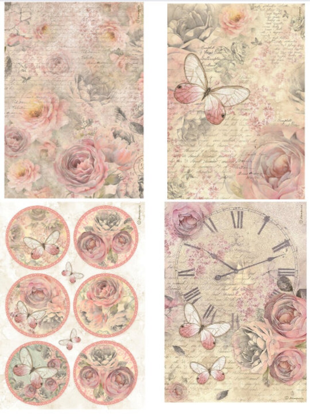 Stamperia A4 Shabby Rose Rice Paper - Decoupage Rice Paper - Vintage ...