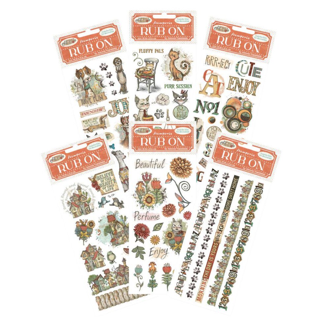 Stamperia Furry Friends Rub Ons - Cat Transfers - Transfer Film - Dog ...