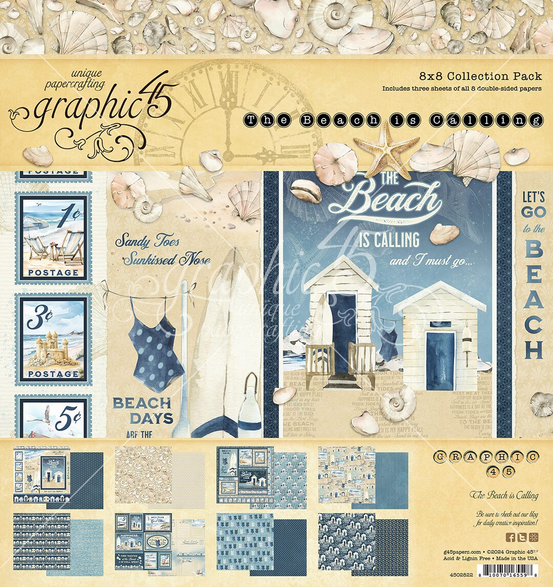 Graphic 45 8x8 the Beach is Calling Cardstock - G45 Cardstock - the ...