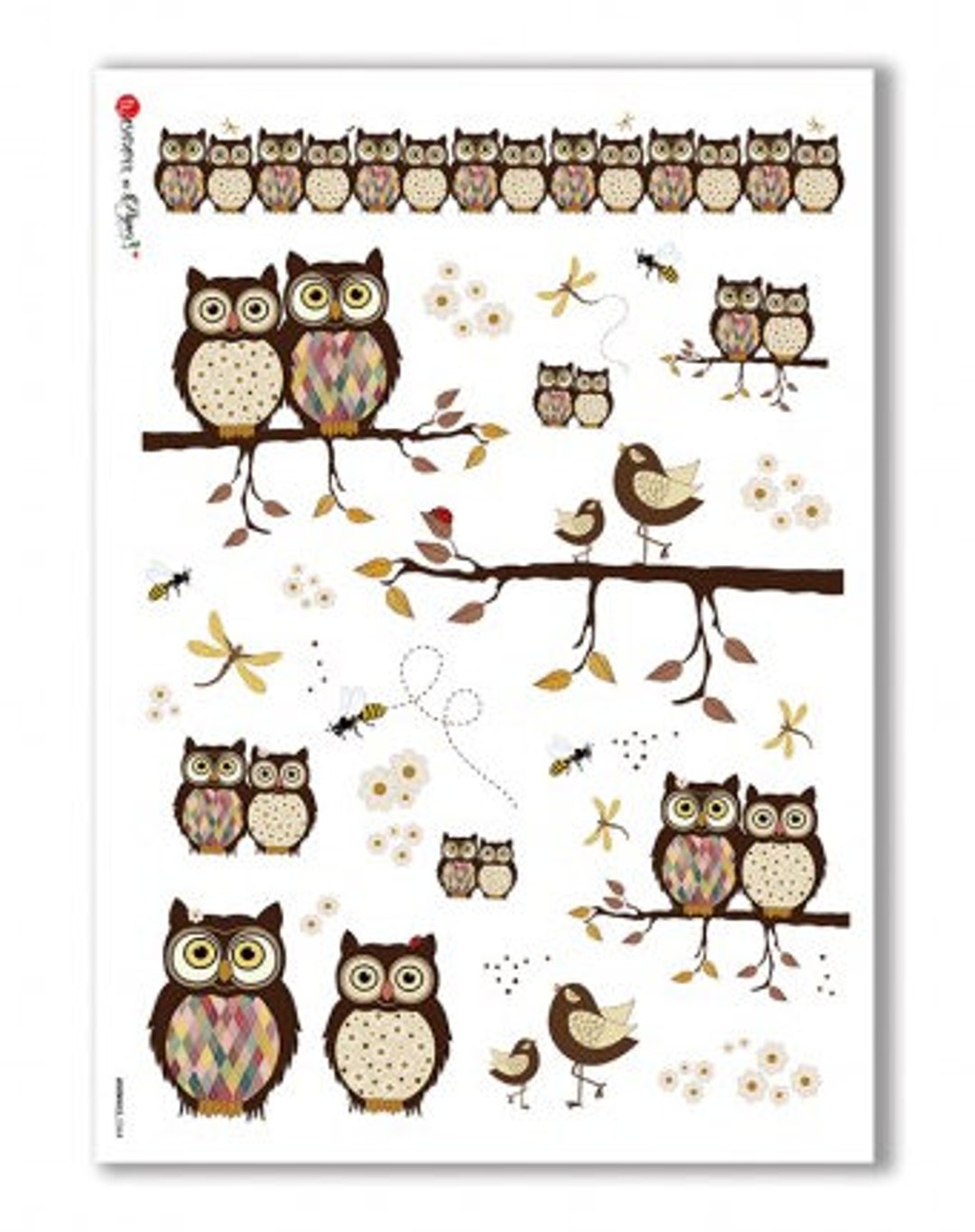 Paper Designs Owl Rice Paper - Animals - Animal Rice Paper - Decoupage ...