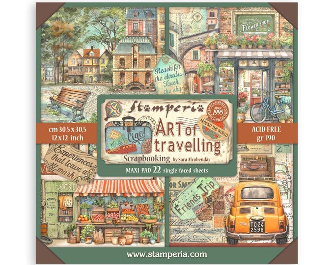 Stamperia XL 12x12 Art of Traveling 22 Sheets - Single Sided Cardstock ...