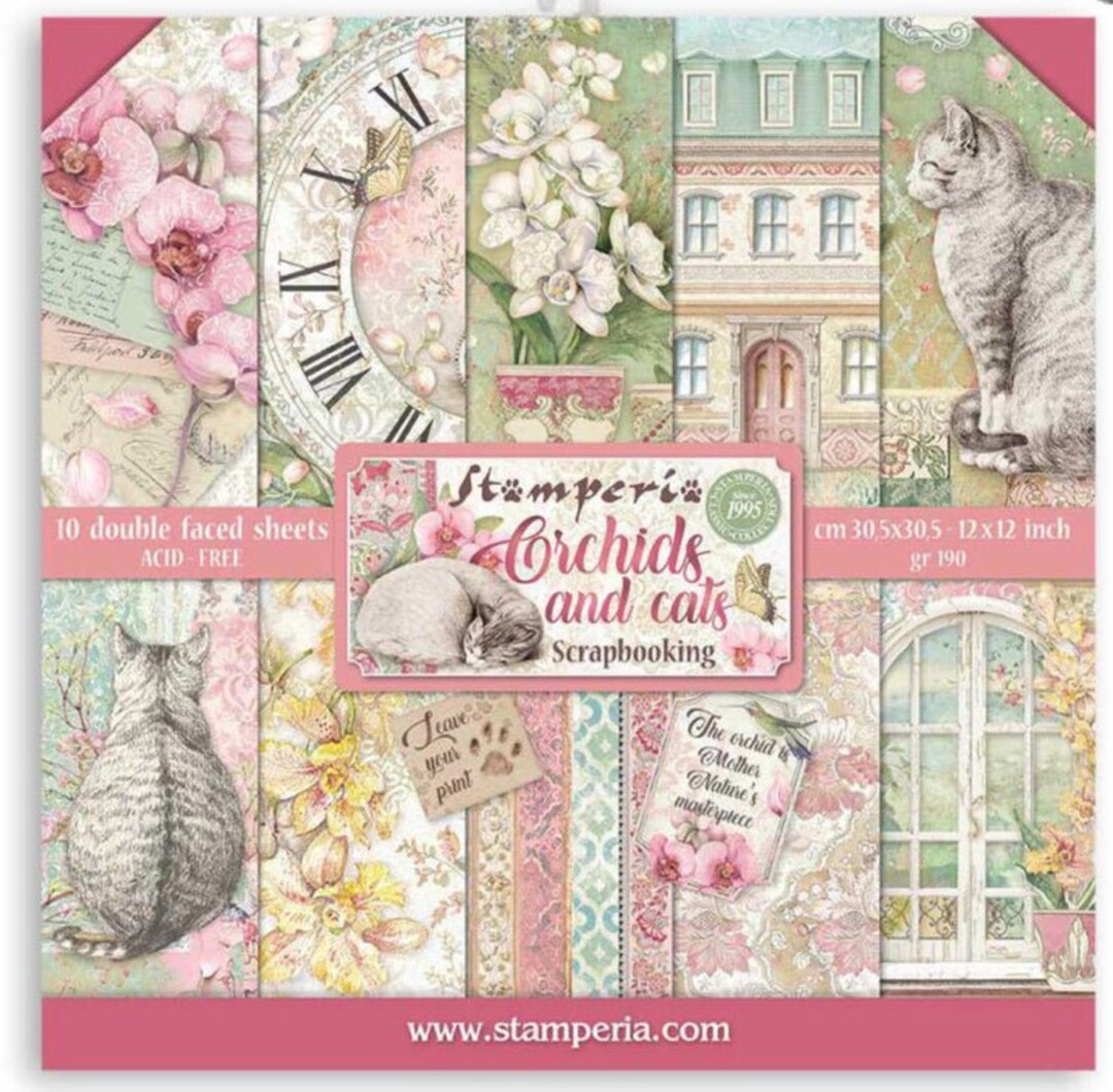 Stamperia 12x12 Orchids and Cats - Double Sided Cardstock - 12x12 ...