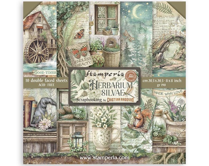 Stamperia 8x8 Herbarium Silvae Cardstock - Double Sided Cardstock ...